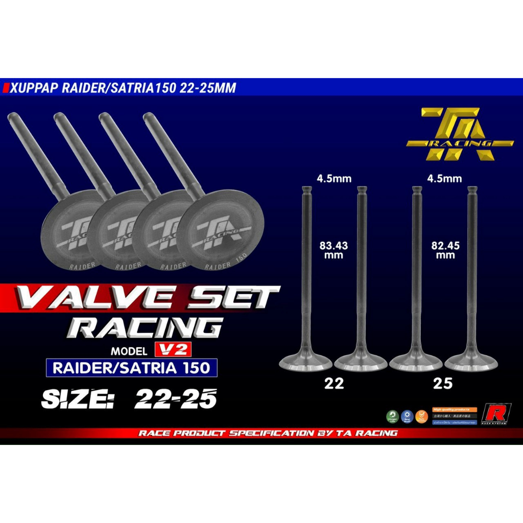 VALVE Kit Set in&ex genuine TA Racing 21-24, 22-25 for Suzuki RAIDER Fi ...