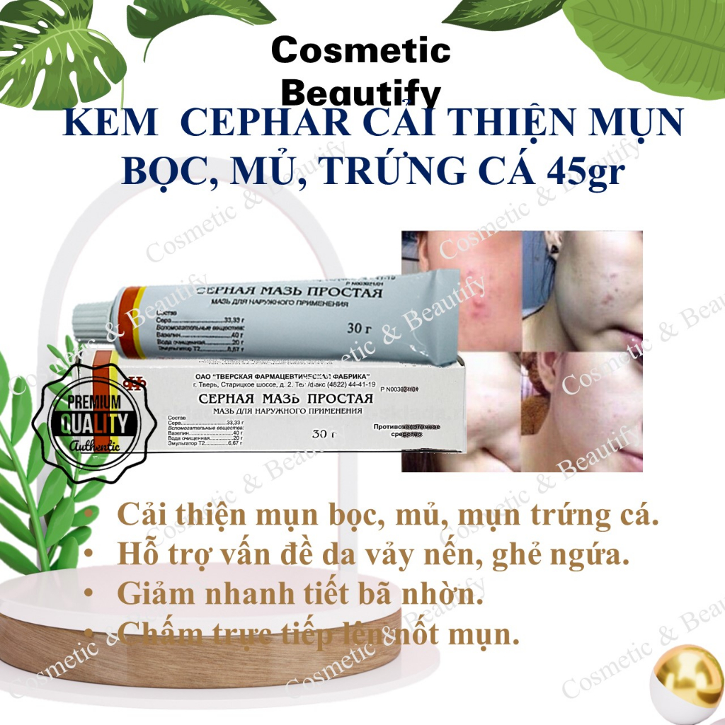 Sulfur Cephar Cream With Acne, Pustules, And Sulfur Fat Acne | Shopee ...