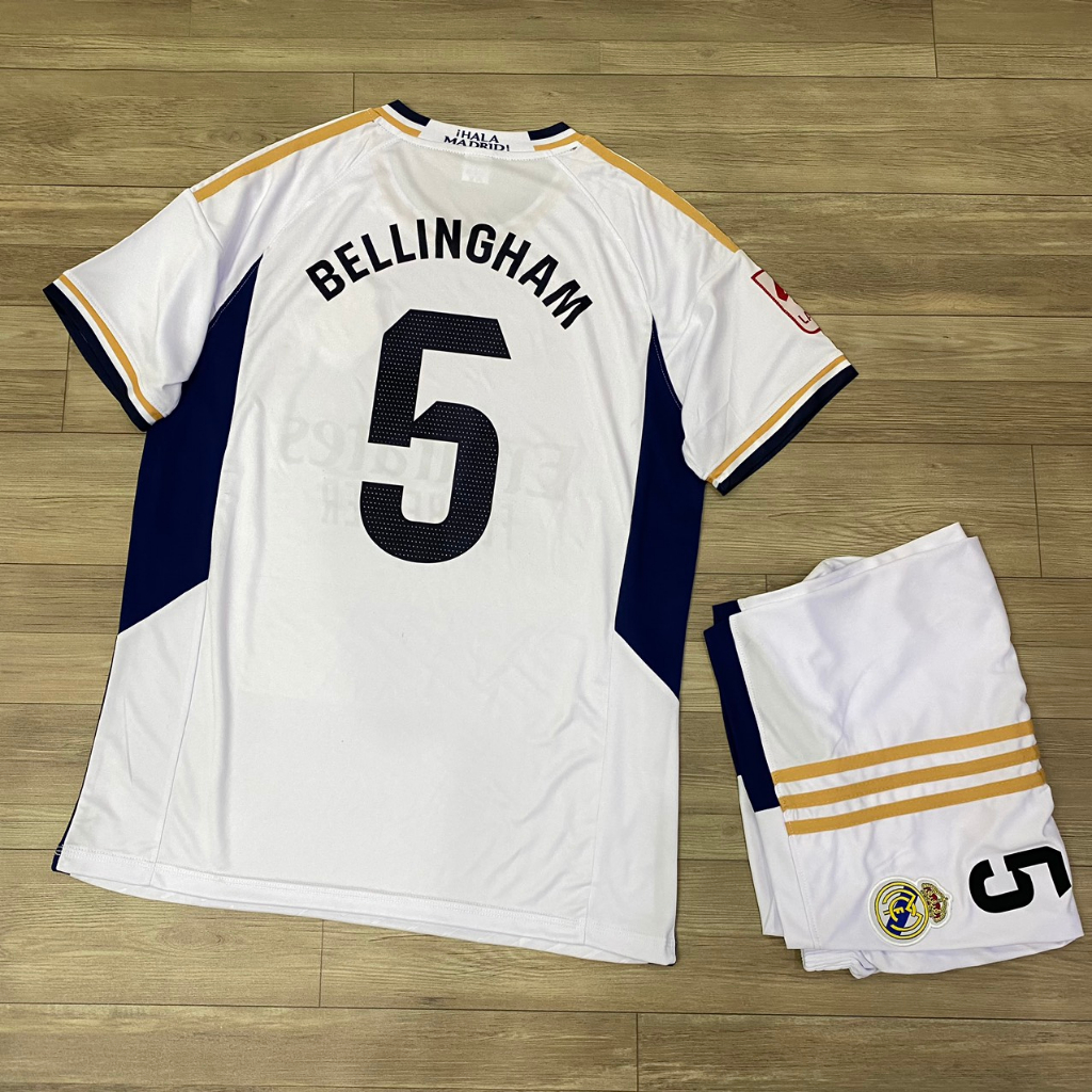 Real white 2024 football kit with player name BELLINGHAM, beautiful ...