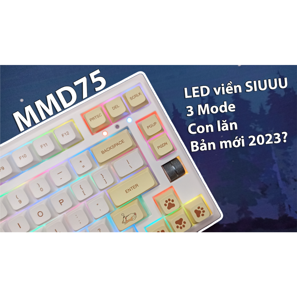 White MMD75 keyboard Kit, 3 modes, 5 pin hotswap, reverse circuit ...
