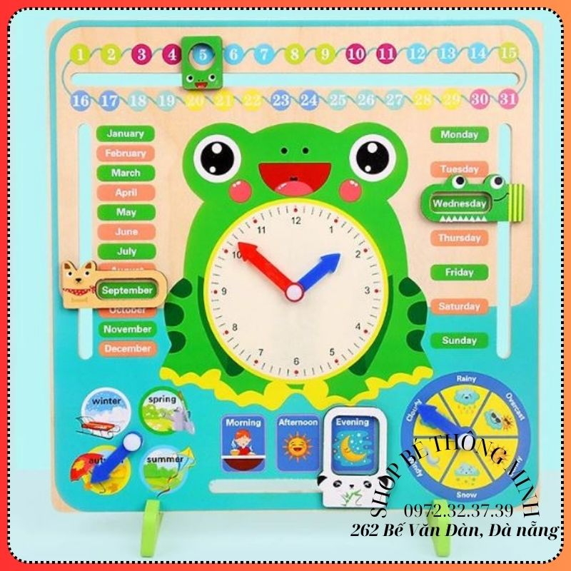 Multi-functional FROG CLOCK TABLE FOR KIDS TO WATCH THE DAY, MONTH ...