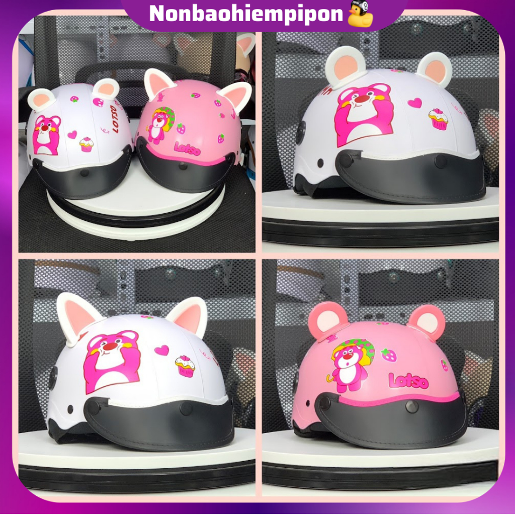 Super cheap strawberry bear helmet with cat and cute bear ears, cute ...