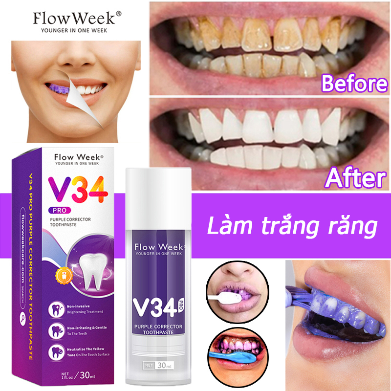 Flowweek Teeth Whitening Toothpaste v34 Safe and gentle At-Home Teeth ...