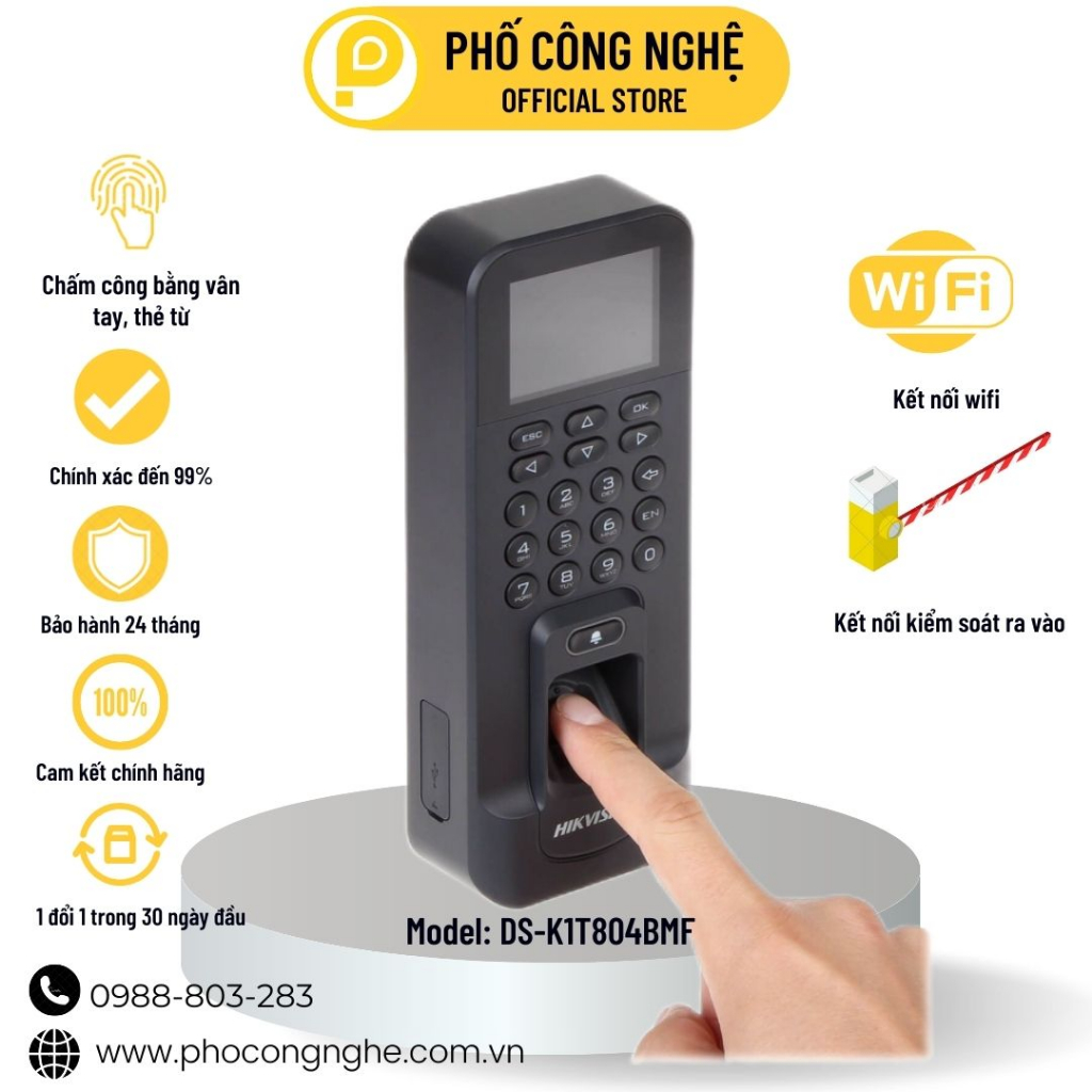 Hikvision DS-K1T804BMF fingerprint time attendance machine, wifi ...