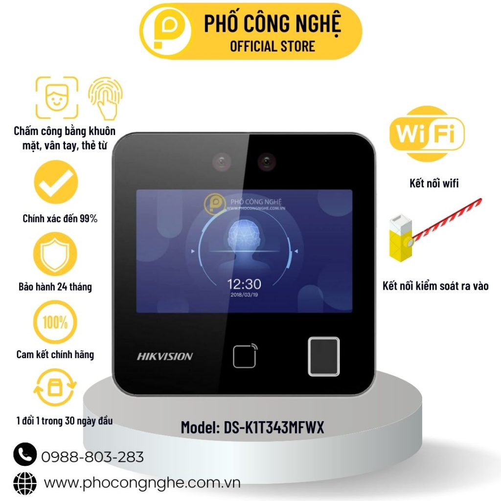Hikvision DS-K1T343MFWX facial time attendance machine, wifi connection | Shopee Malaysia