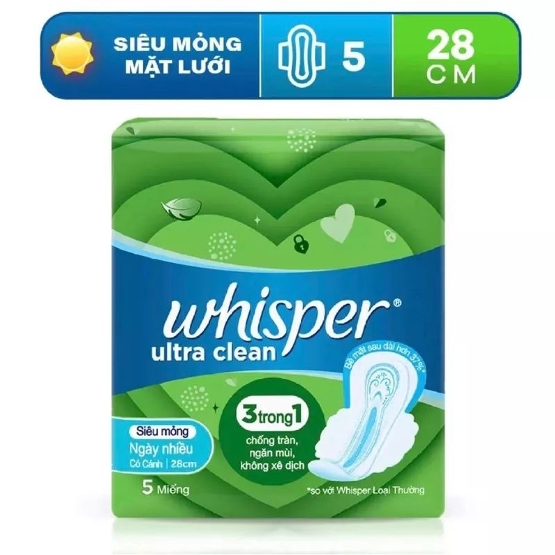Whisper Ultra Clean Sanitary Napkin with Wings for Day and Night 5M ...