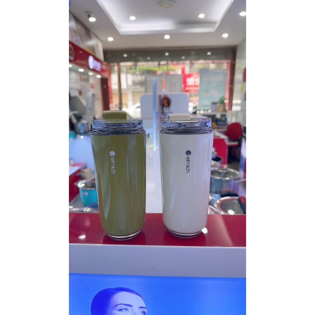 Elmich EL8300 304 stainless steel thermos cup, capacity 420ml (white and blue) | Shopee Malaysia