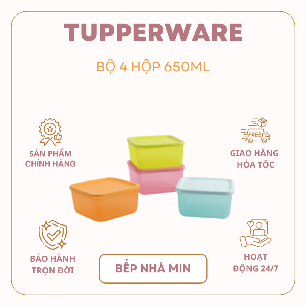 Set Of 4 Food Storage Boxes 650ml Small Square Round - Thailand ...