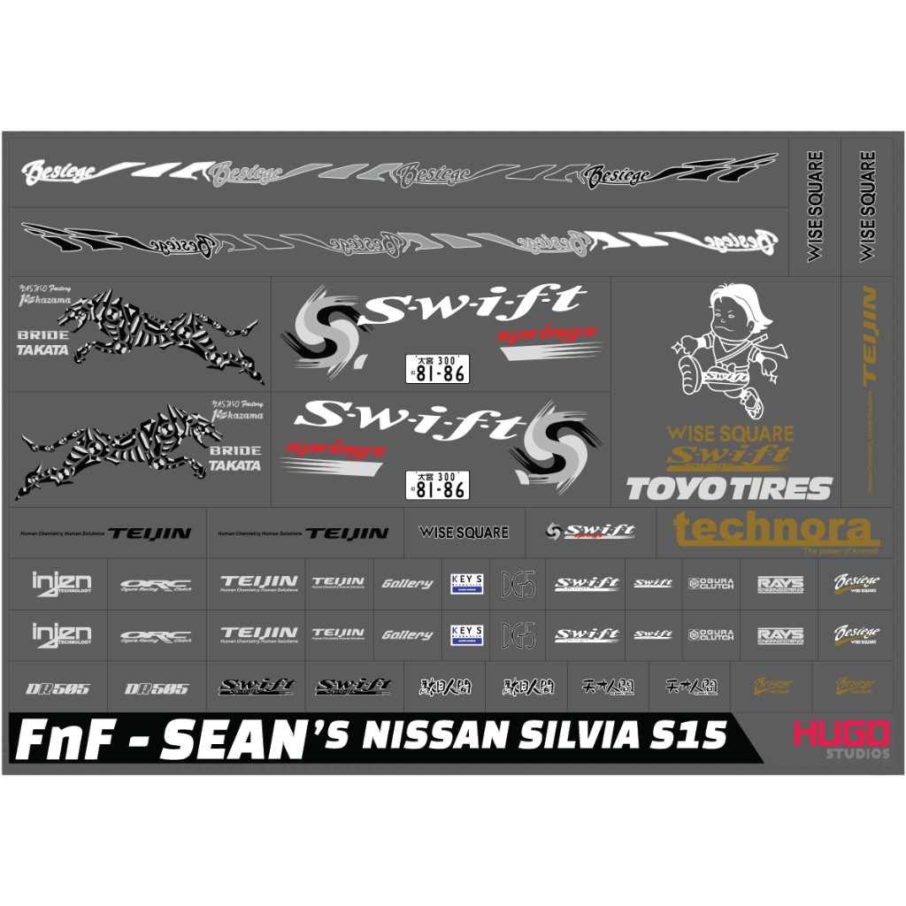Hugo Studios Decal Water Slide Fast And Furious Sean - Nissan Silvia ...