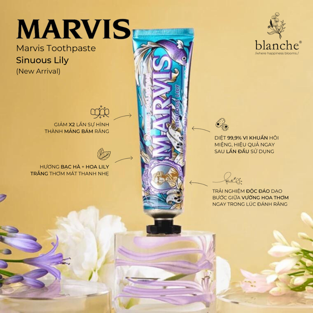 Marvis Garden Collection Kissing Rosez Toothpaste, Sinuous Lily, Dreamy Osmanthus Marvis ...