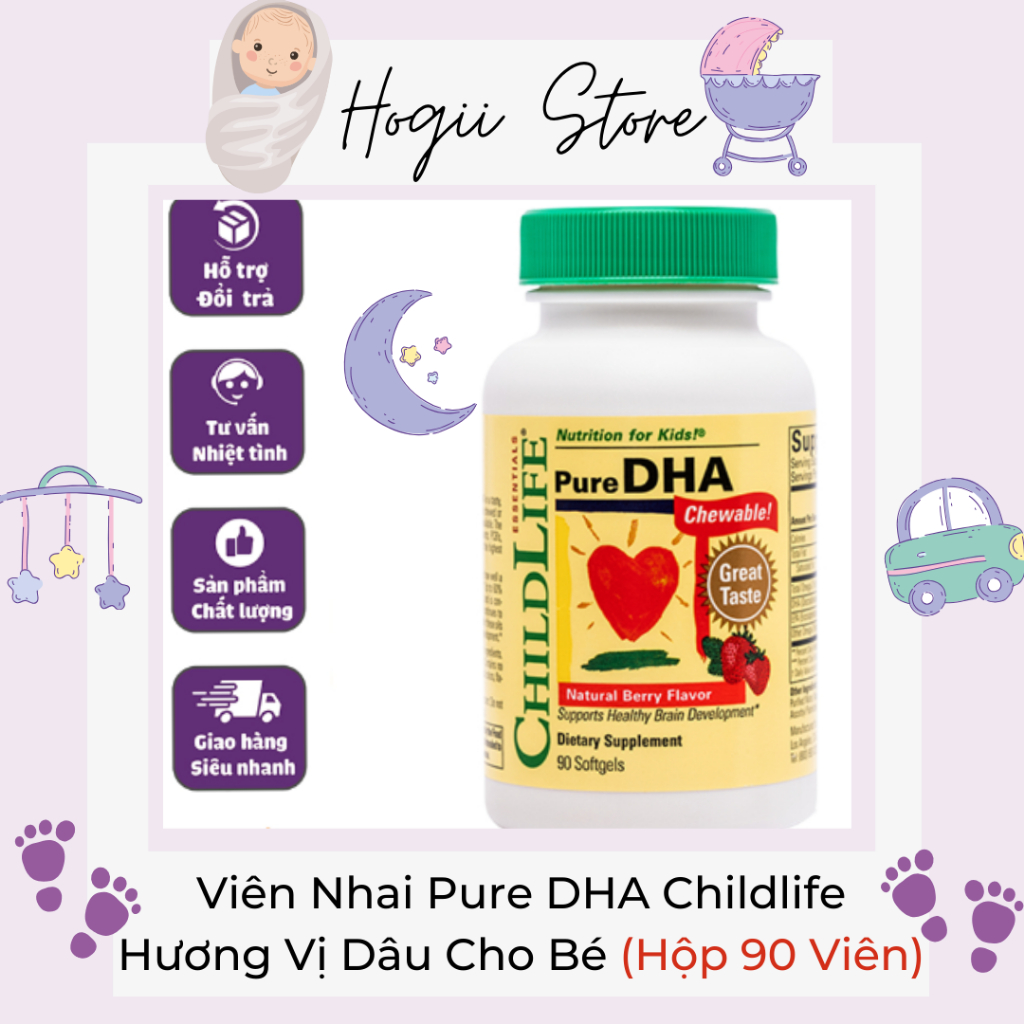 Childlife Pure DHA Chewable Tablets Strawberry Flavor for Children Box ...