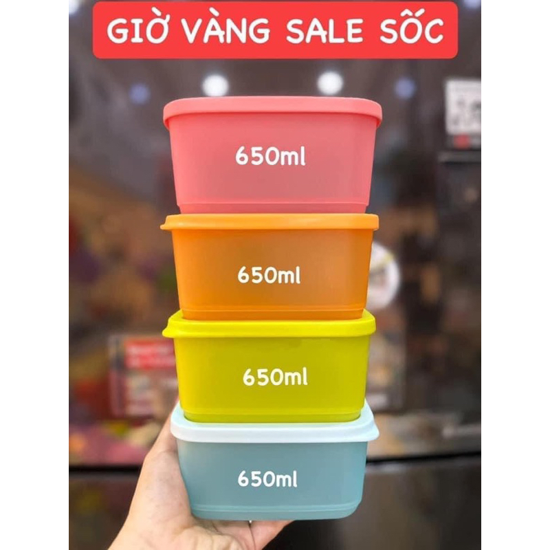 Set of 4 cool and dry storage boxes 650ml Tupperware Small Square Round ...
