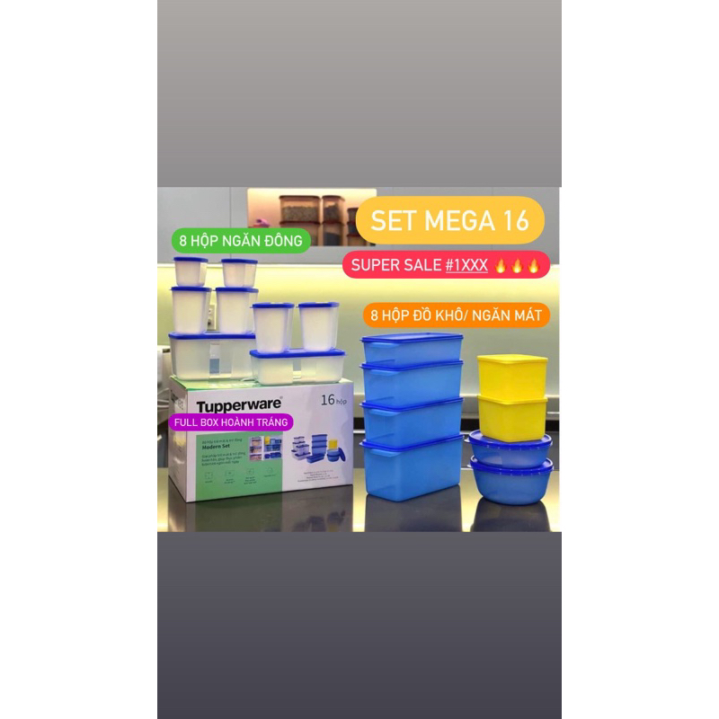 Set of 16 Tupperware Mega Modern freezer and cooler boxes - Genuine ...