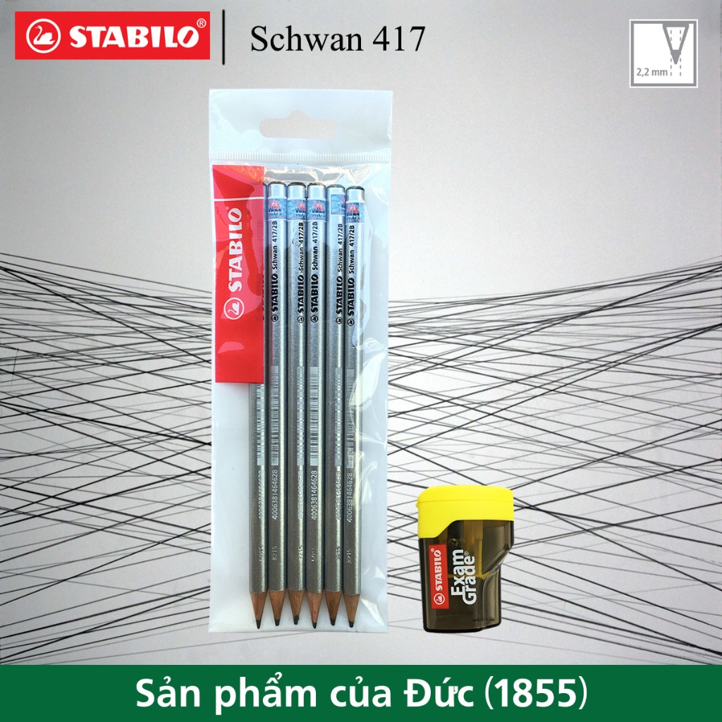 Set of 6 STABILO Schwan 417 wooden pencils (silver body) | Shopee Malaysia