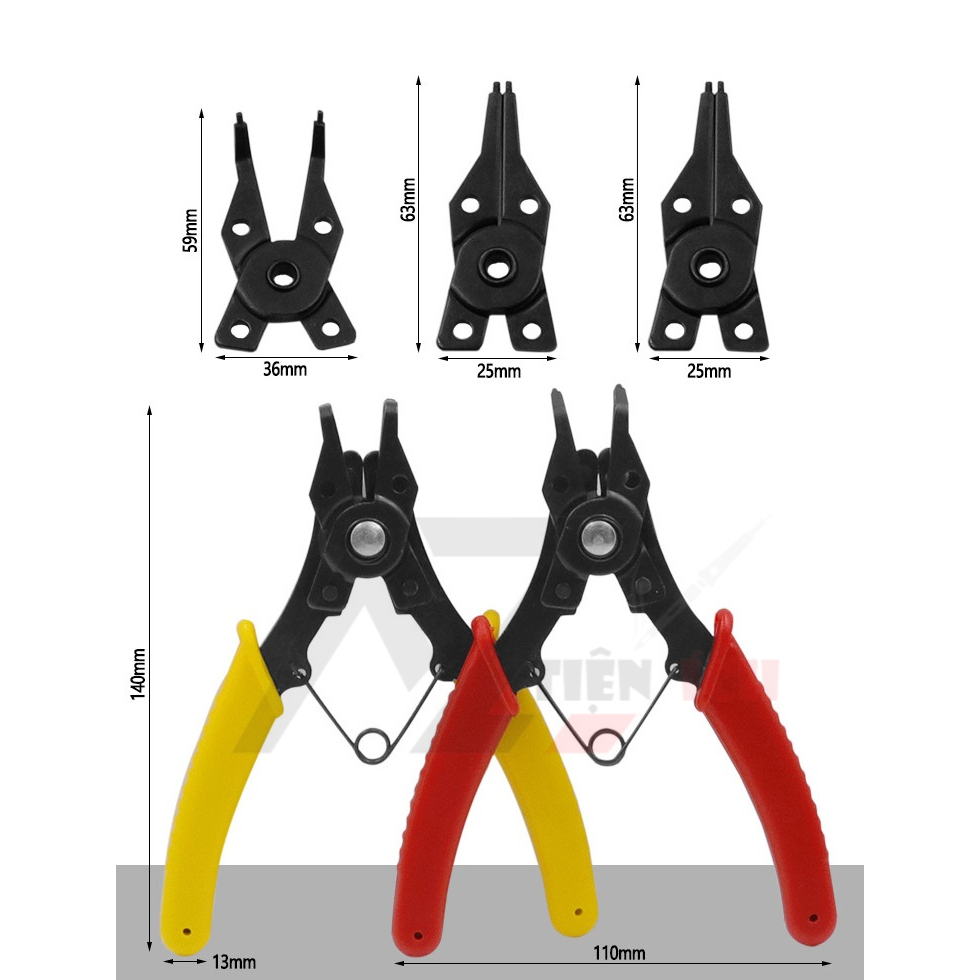 Inner and Outer Side Opening Pliers, 3 Heads Included, Multi-Purpose ...
