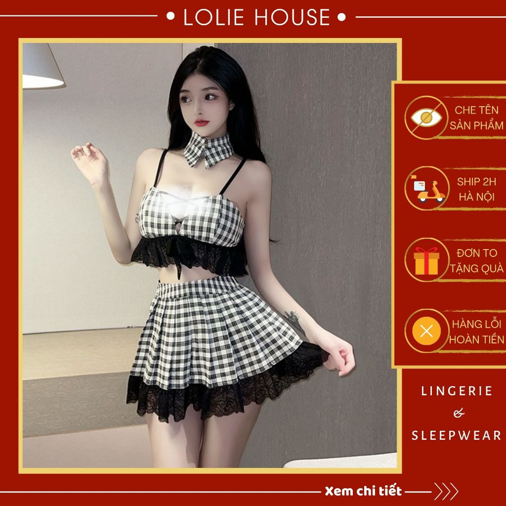 Cosplay high-end Maid with sexy lace checkered pattern for women LOLIE ...