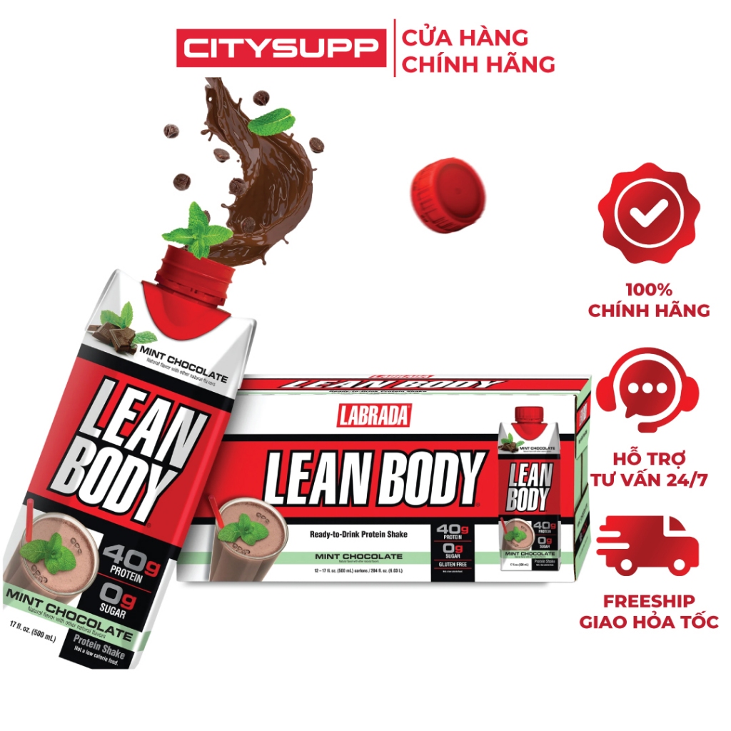 Labrada Lean Body Protein Shake RTD, Box of 12 Bottles (500ml/Bottle ...
