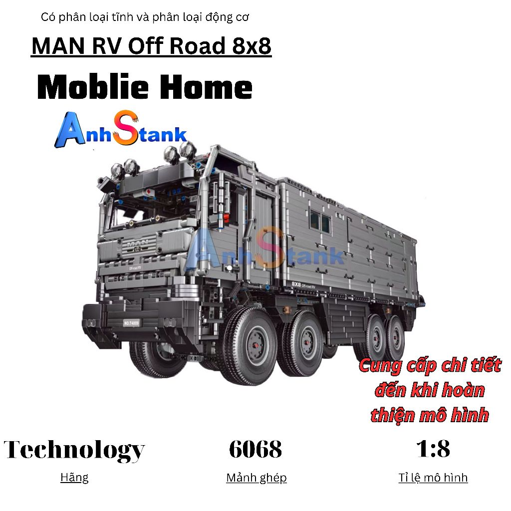 (With Engine) technic Moblie Home MAN RV Off Road 8x8 supercar assembly ...