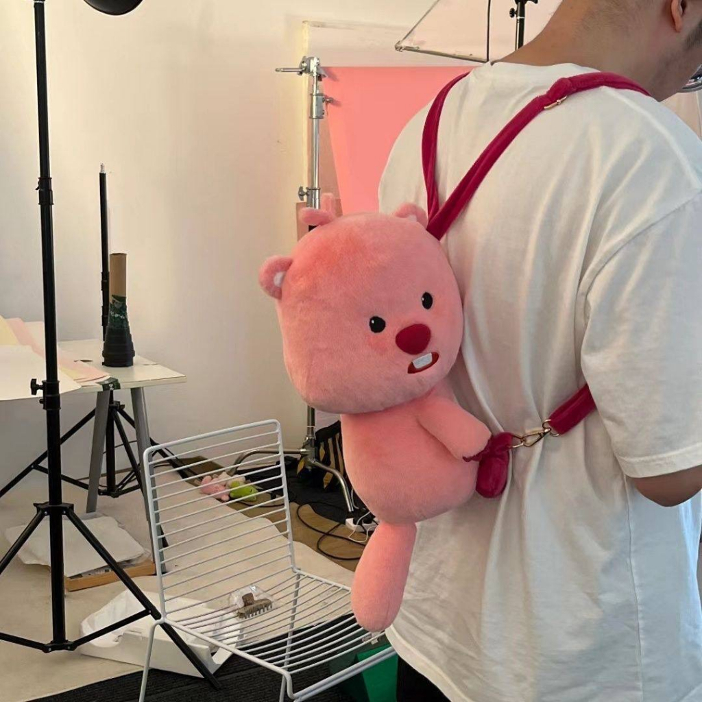 Loopy Pororo Beaver teddy bear with Cupid strap, cute style as a ...