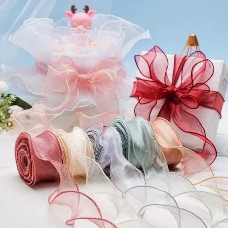 Roll of chiffon fishtail ribbon with wave edges, chiffon ribbon to ...