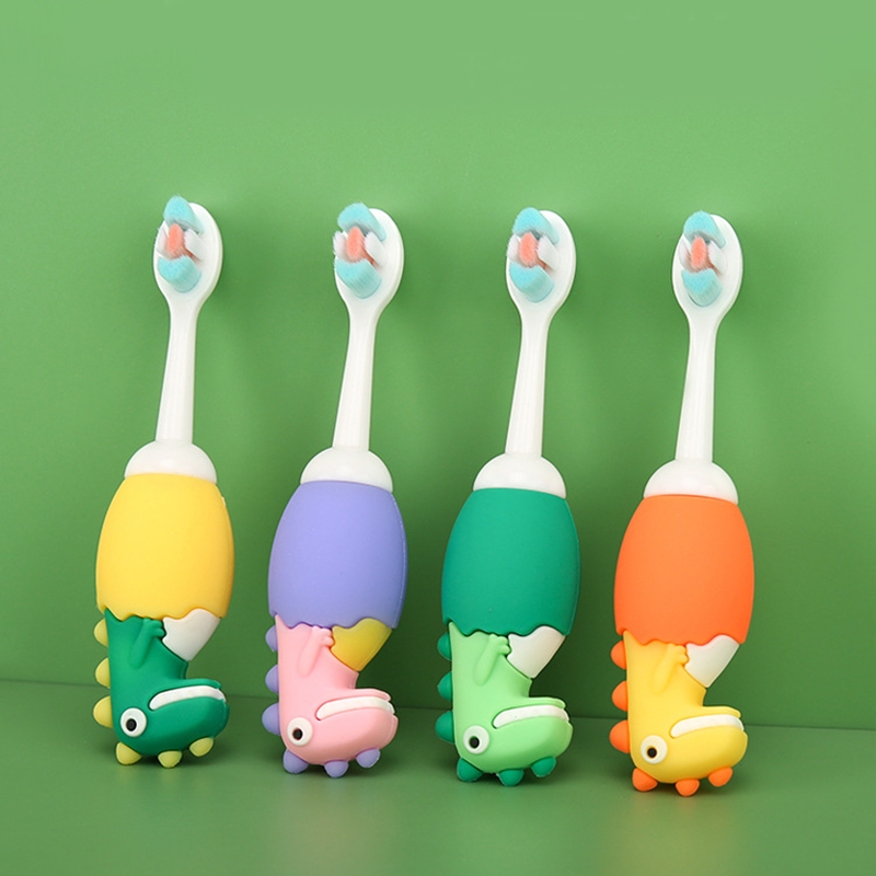 Children's soft-bristled dinosaur toothbrush with funny design ...