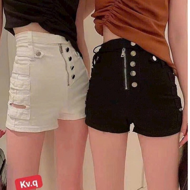 New - High-waisted shorts with 5 buttons and zipper, zipper pants with ...