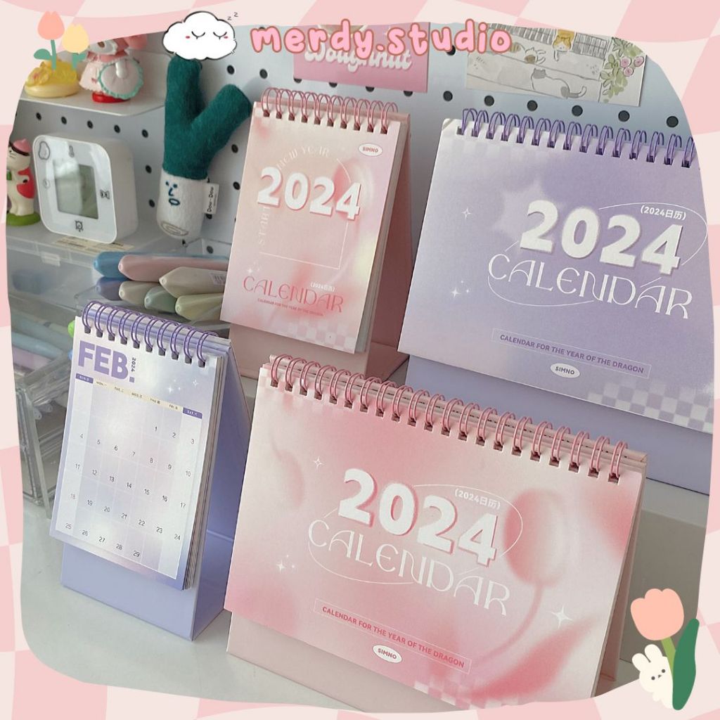 Desk calendar 2024 large format pastel colors (October 2023 - December ...