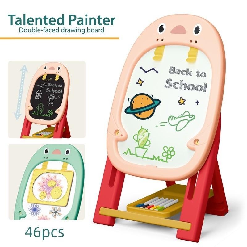 Children's 2-sided drawing board toy comes with easy-to-erase chalk ...