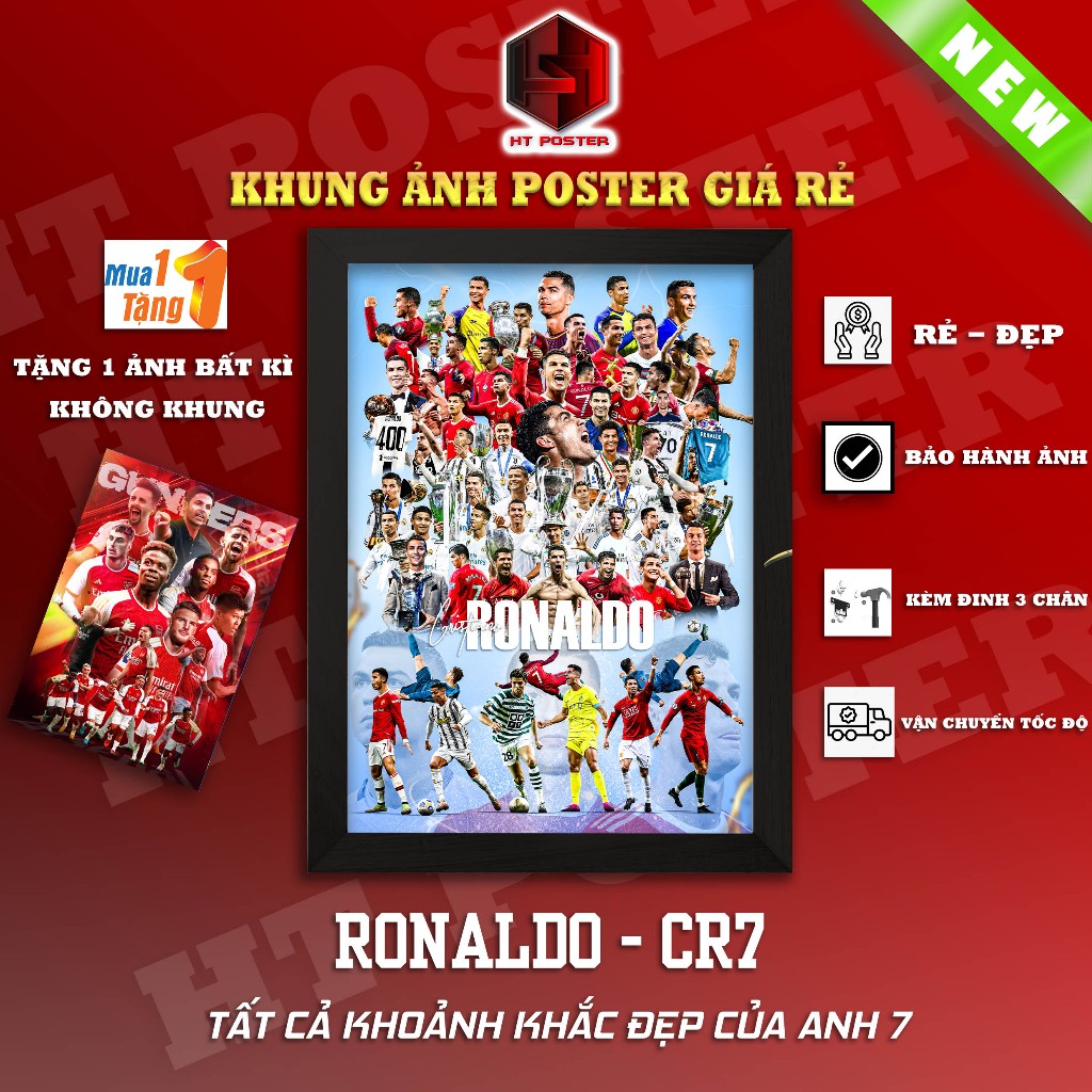 Ronaldo - CR7 All Teams poster photo frame includes 2 sizes for A5 ...