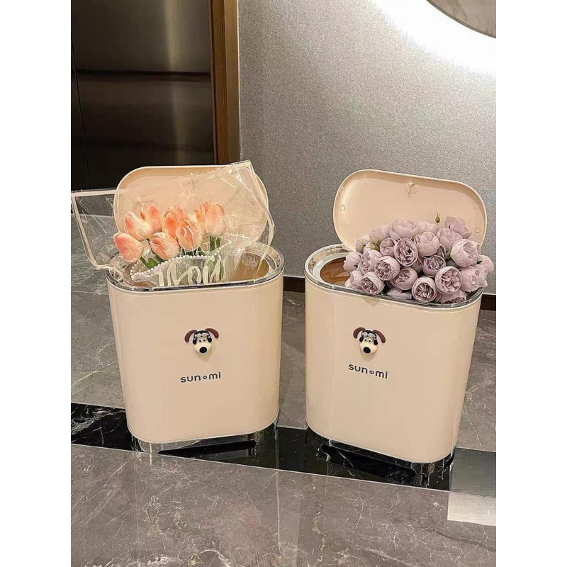 Sunmi Dog-shaped Push-Button Trash Can - Luxury Trash Bin for Toilets ...