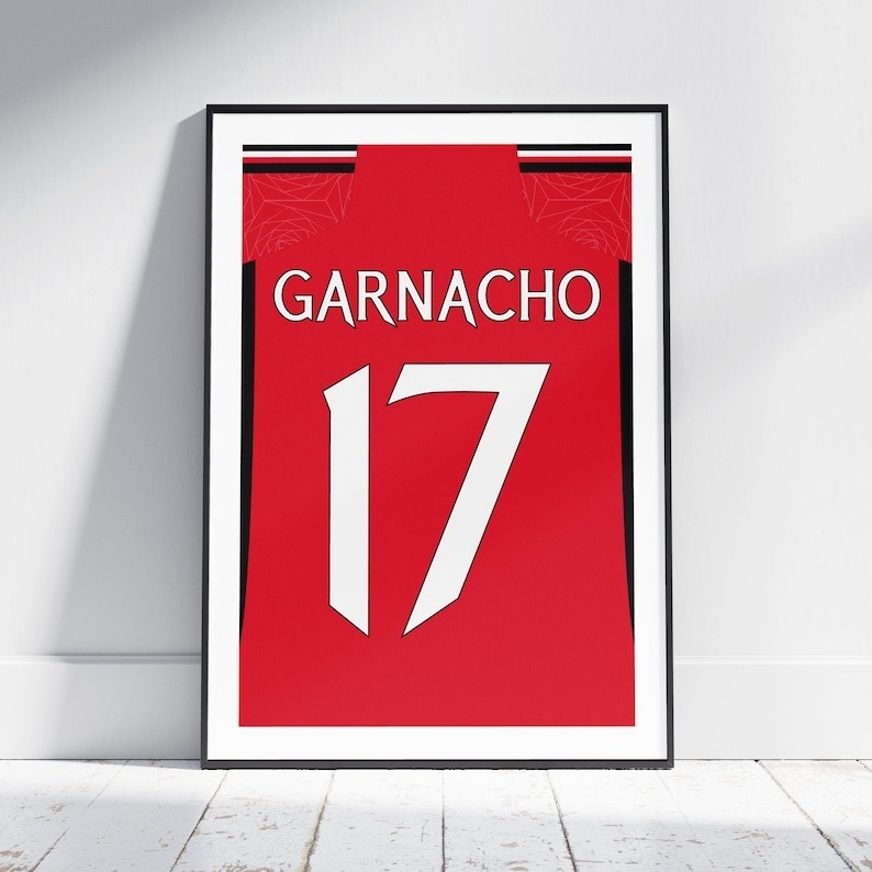 ️ Garnacho Football Shirt Poster - Wall Decal Painting - Football ...