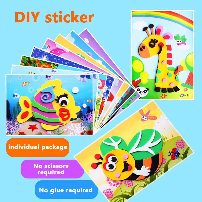 Diy Toys Velcro Foam EVA 3D Foam Stickers Puzzle, Handmade Stickers For ...