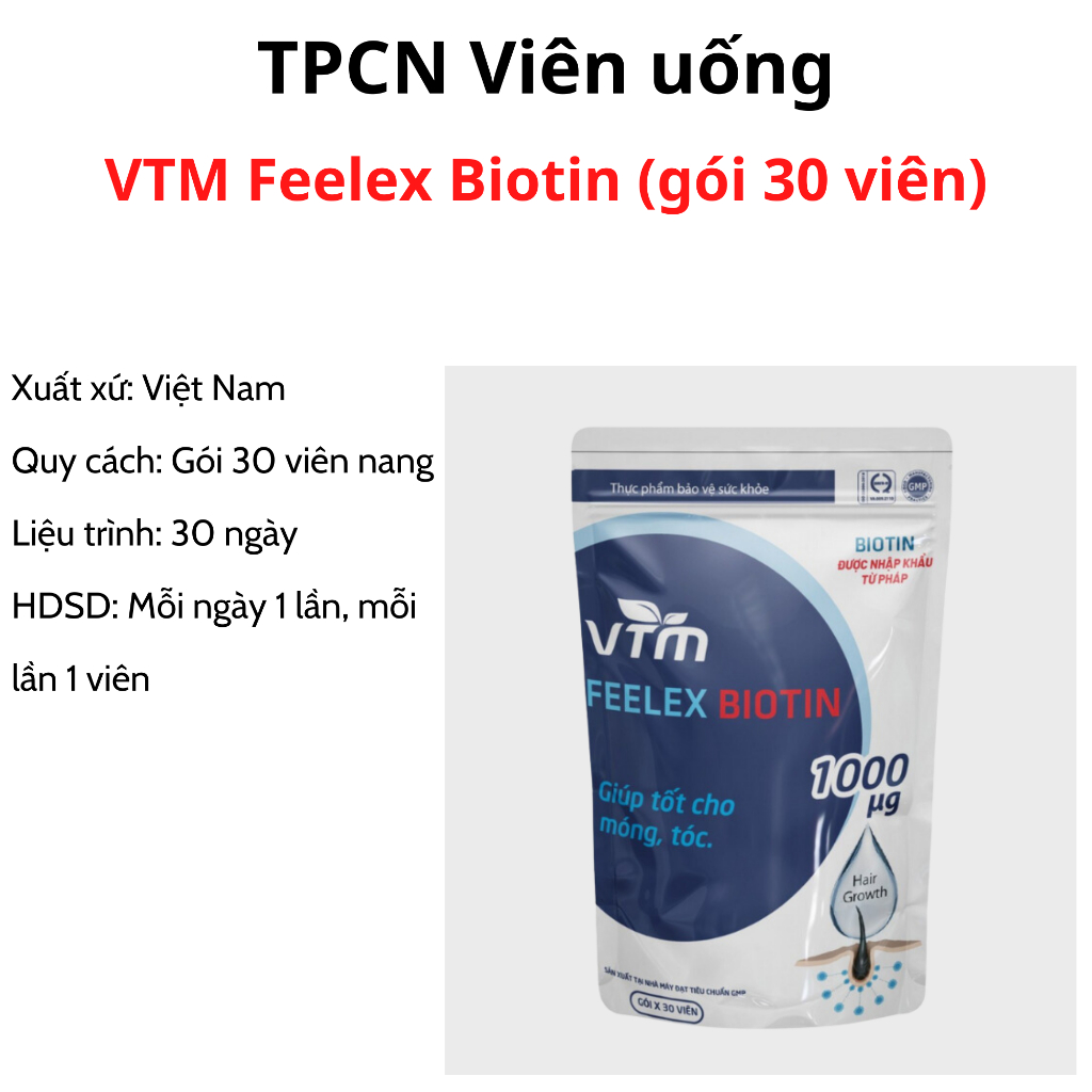 Vtm Feelex Biotin oral tablet prevents Hair Loss, Supports Hair Growth ...