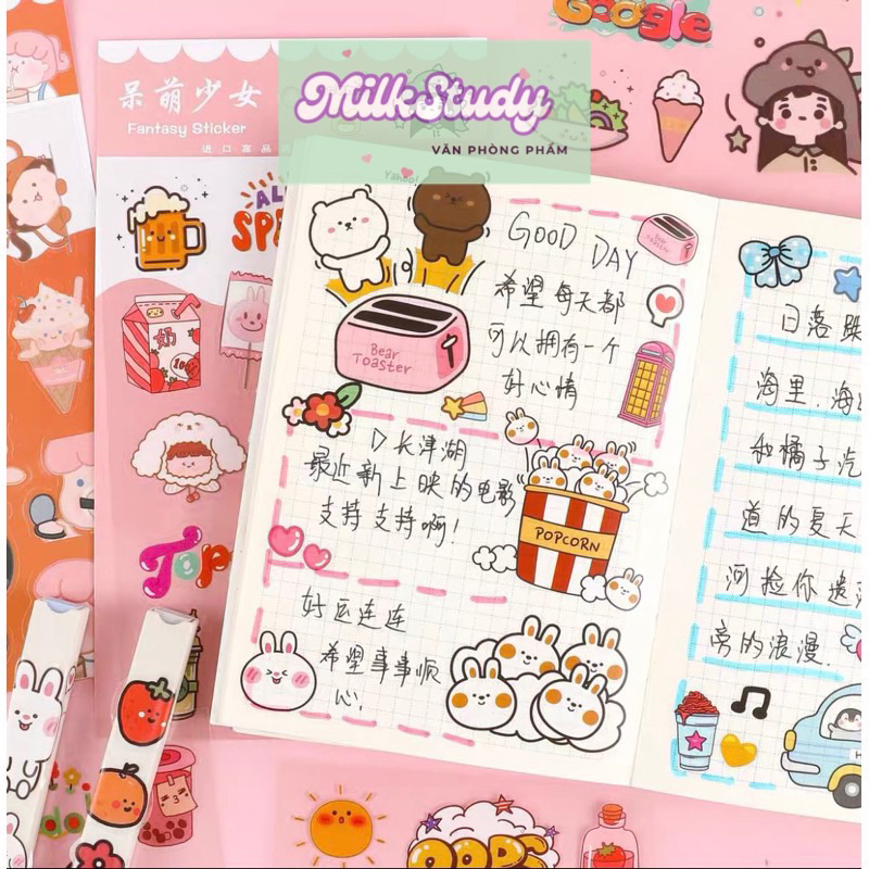 Set of 6 cute stickers, notebook stickers, notebook stickers, cute ...