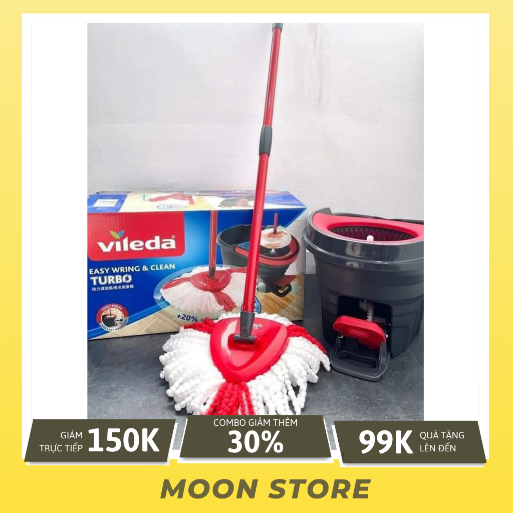 (Free 2 extra replacement mops) German Vileda Turbo Easu Wring mop ...