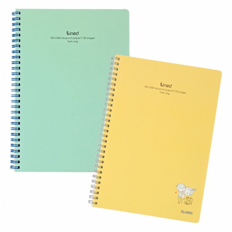Double Spring Notebook, Double-Sided Plastic Cover Lined Klong ...