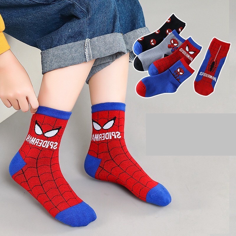 Set of 5 Pairs of Spider-Man High Collar Socks for Boys 1- 12 Years Old ...