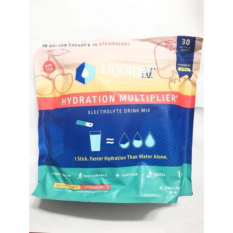 Liquid I.V Electrolyte Powder. Hydration Multiplier 30 packs (Golden ...