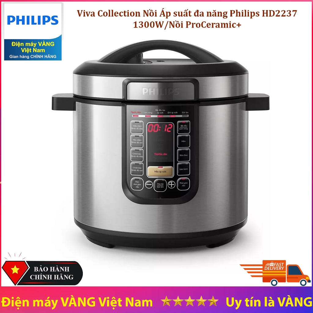 Philips HD2237 and HD2137 electronic pressure cooker with 6 liter ...