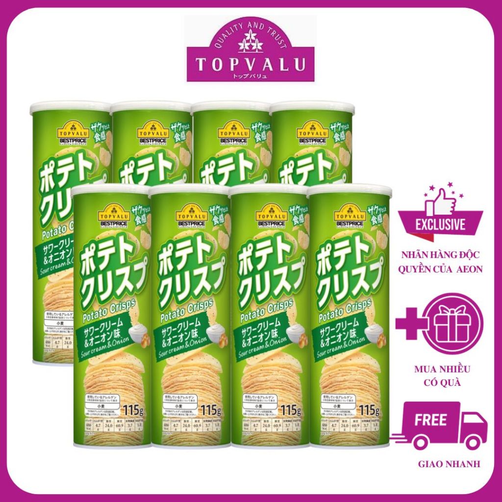 Lot of 8 Boxes of Topvalu Potato Chips Sour Cream Onion Flavor 115G ...