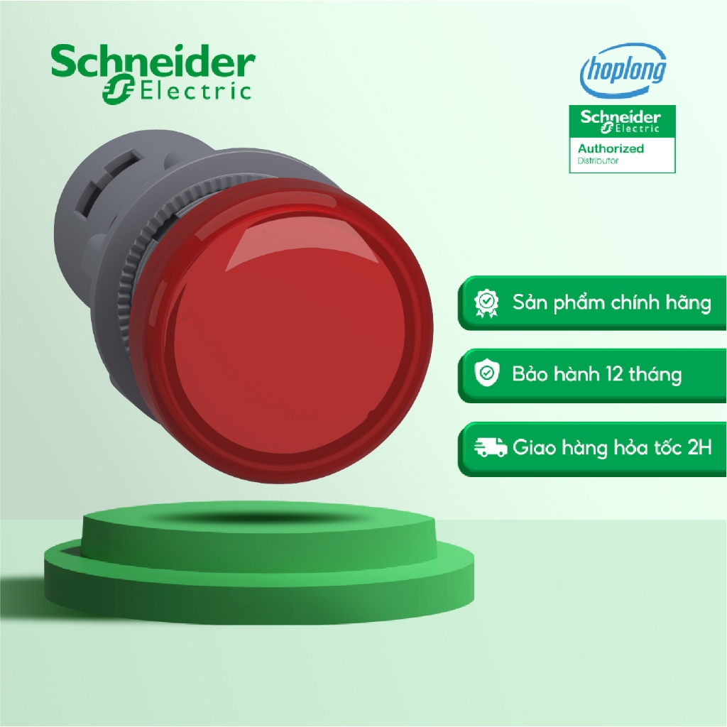 Xa2evm4lc Schneider round panel indicator light - Red - Phi 22 - With ...