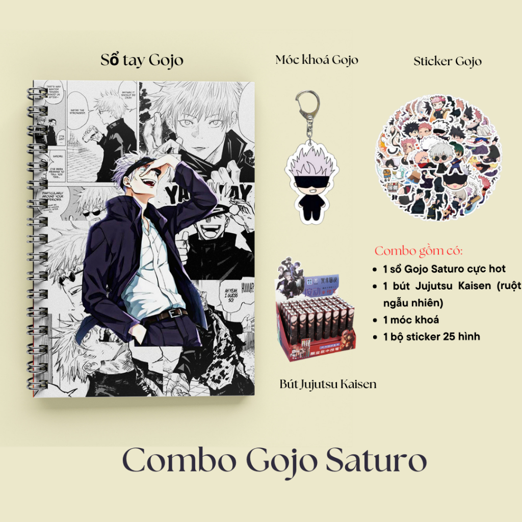 Gojo Jujutsu Kaisen Satoru Gojo Notebook Combo Super Cool War Spell ...