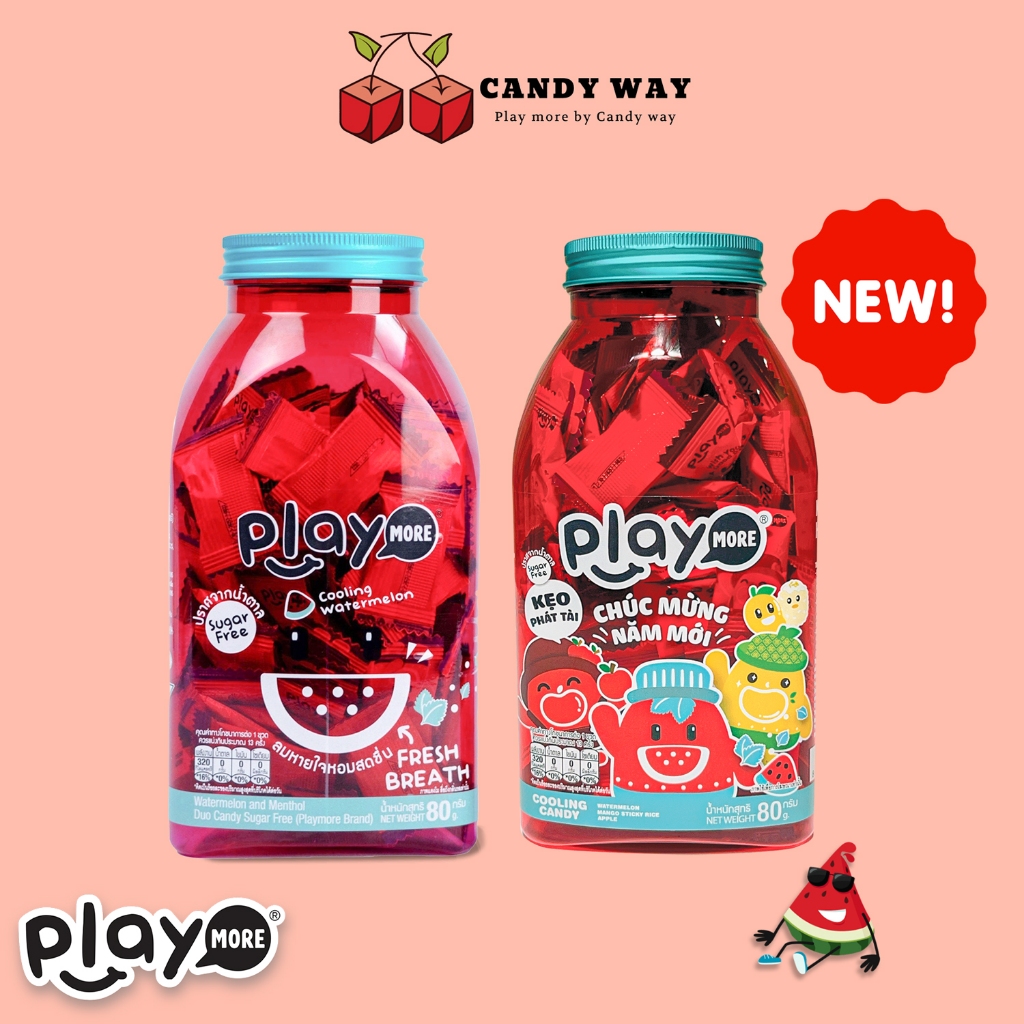 Giant Watermelon Playmore Candy - 80g Jar - Sugar-Free Lollipop - 2024 ...