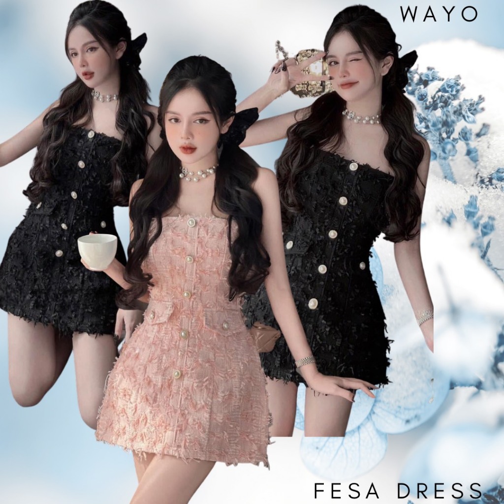 [Fesa Dress] WAYO Dress with strapless design and high-end buttons for ...