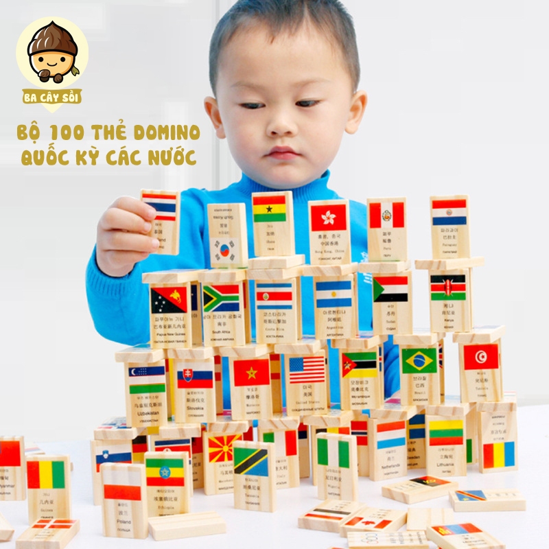Set of 100 Domino cards with national flags of countries around the ...