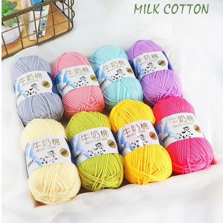 Milk cow wool 50 grams in many beautiful colors | Shopee Malaysia