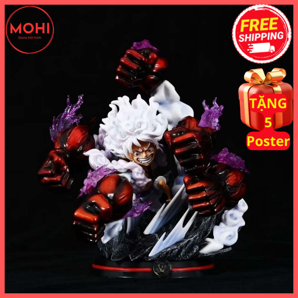 Luffy Gear 5 model with 5 red fists 17 cm high - One Piece model (Free ...