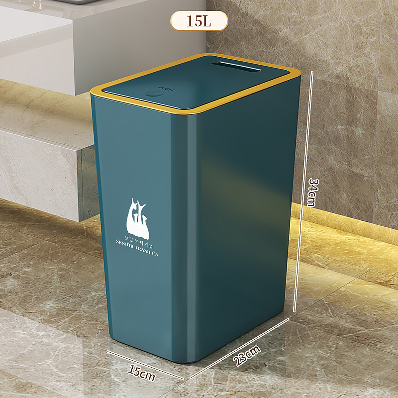 Pp plastic space-saving push-button trash can, kitchen office trash can ...