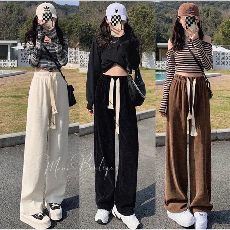 SUPER HOT COOL RIBBED FABRIC STRAIGHT-TUBE PANTS SUONG66 | Shopee Malaysia