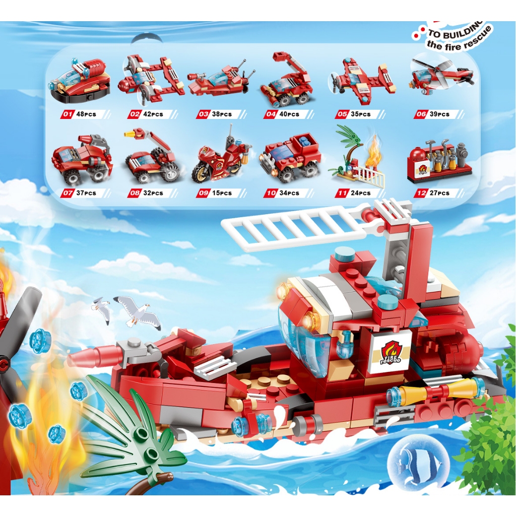 Fire Truck Assembly Toy Set (12 In 1) For Children - Full 12 Assembly ...